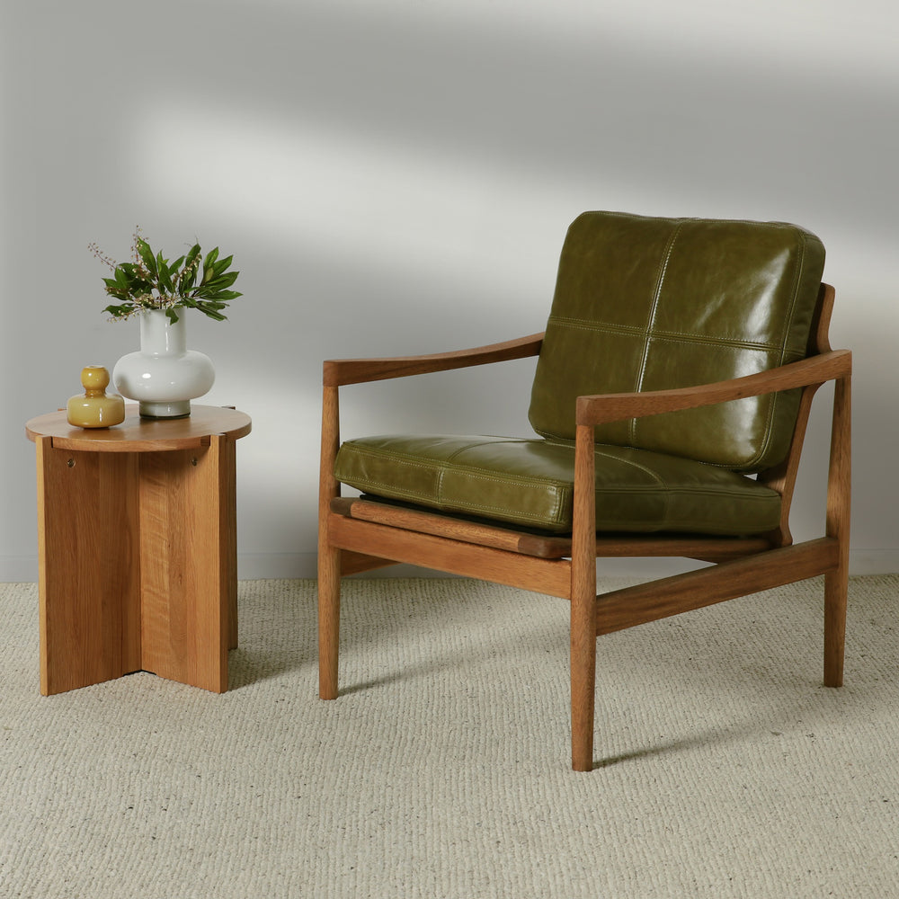 Den Arm Chair (Walnut/Green Leather)