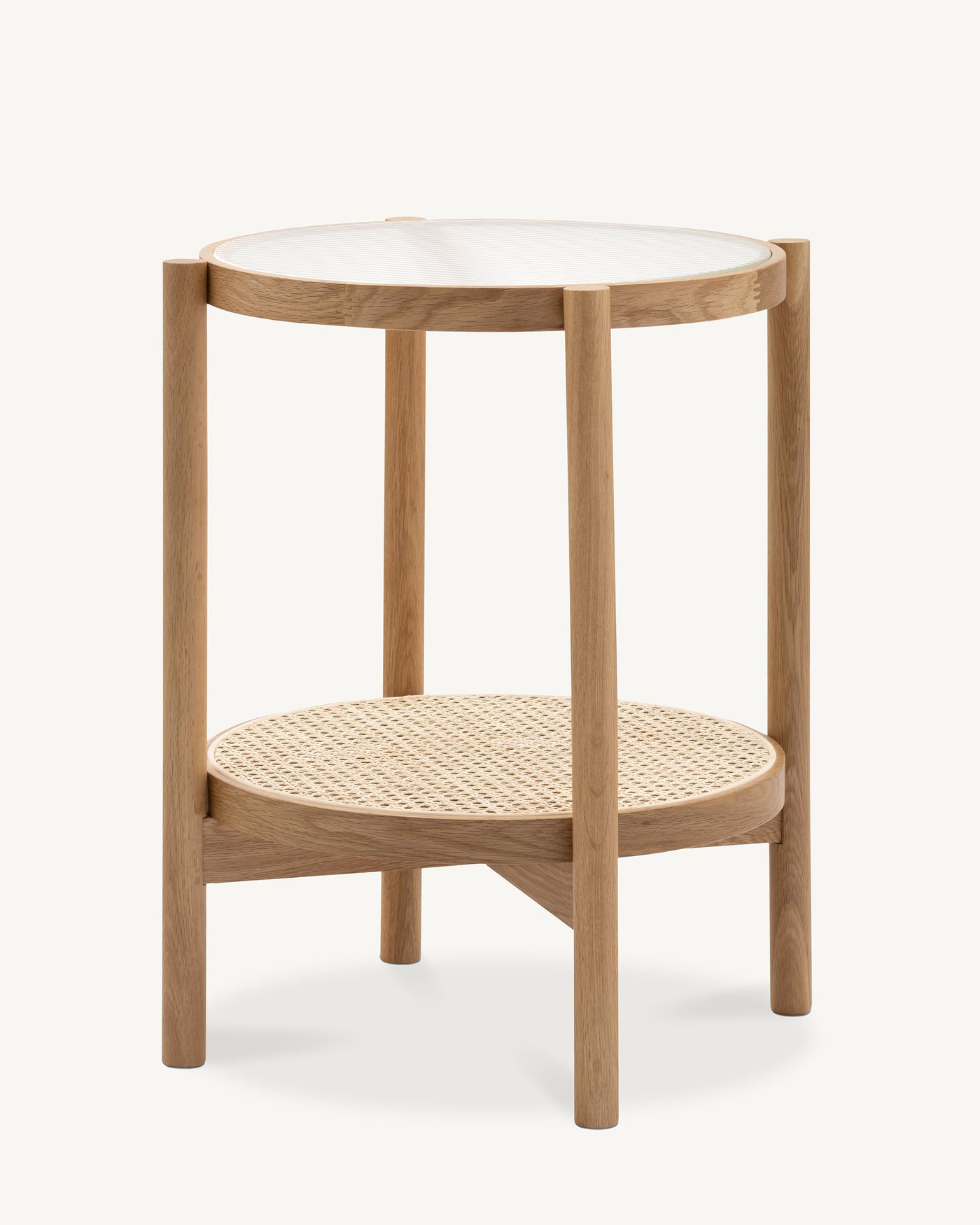 Forest Oak & Rattan Round Side Table | The Modern